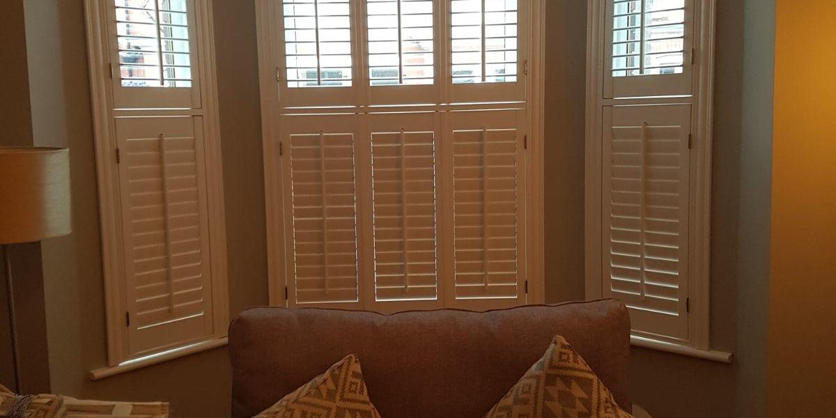 White Tier On Tier 3 - Sided Bay Window Shutters With Push Rods | Absolute Shutters