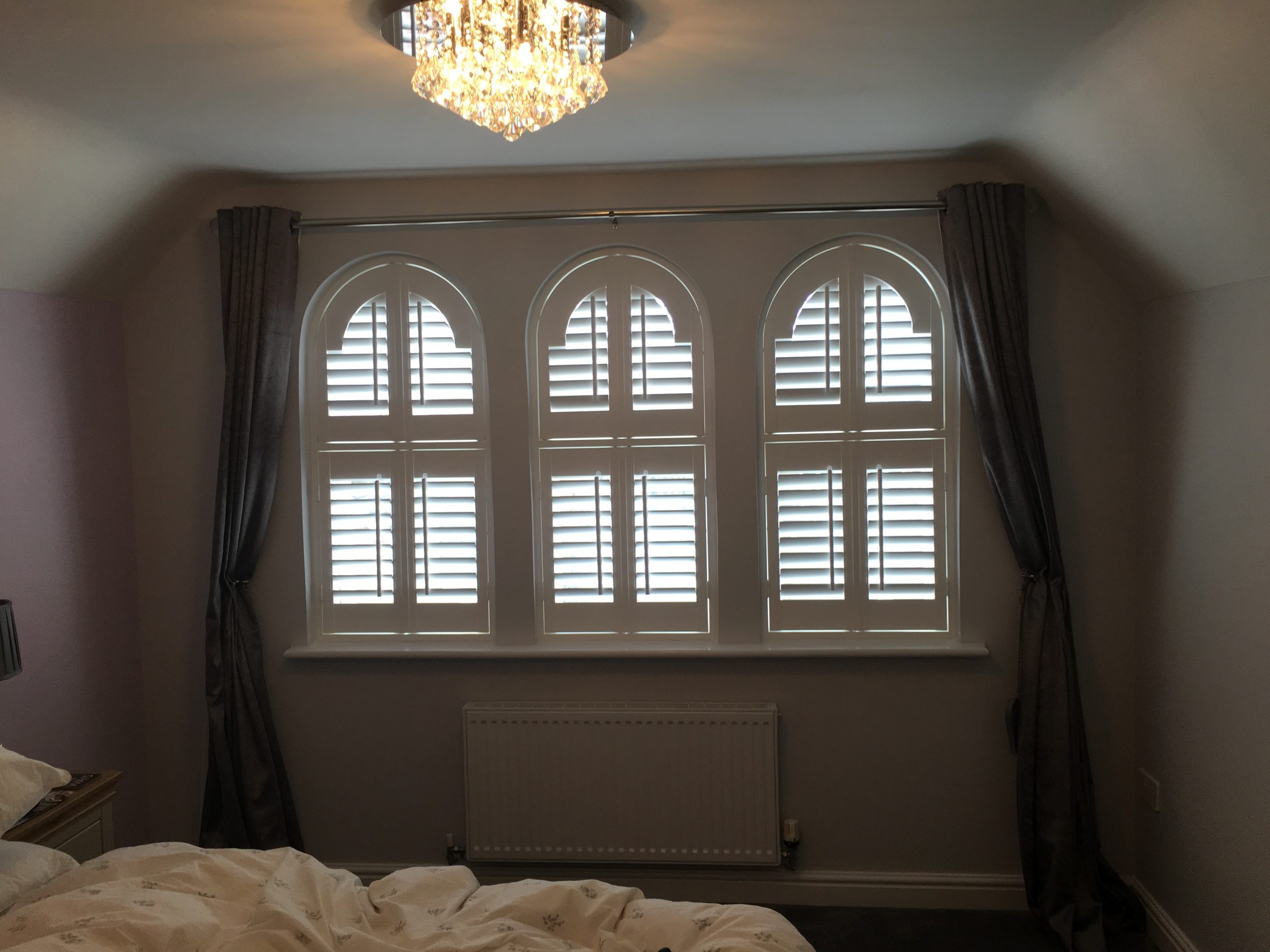 Custom Shape Plantation Shutter Install In Altrincham | Absolute Shutters