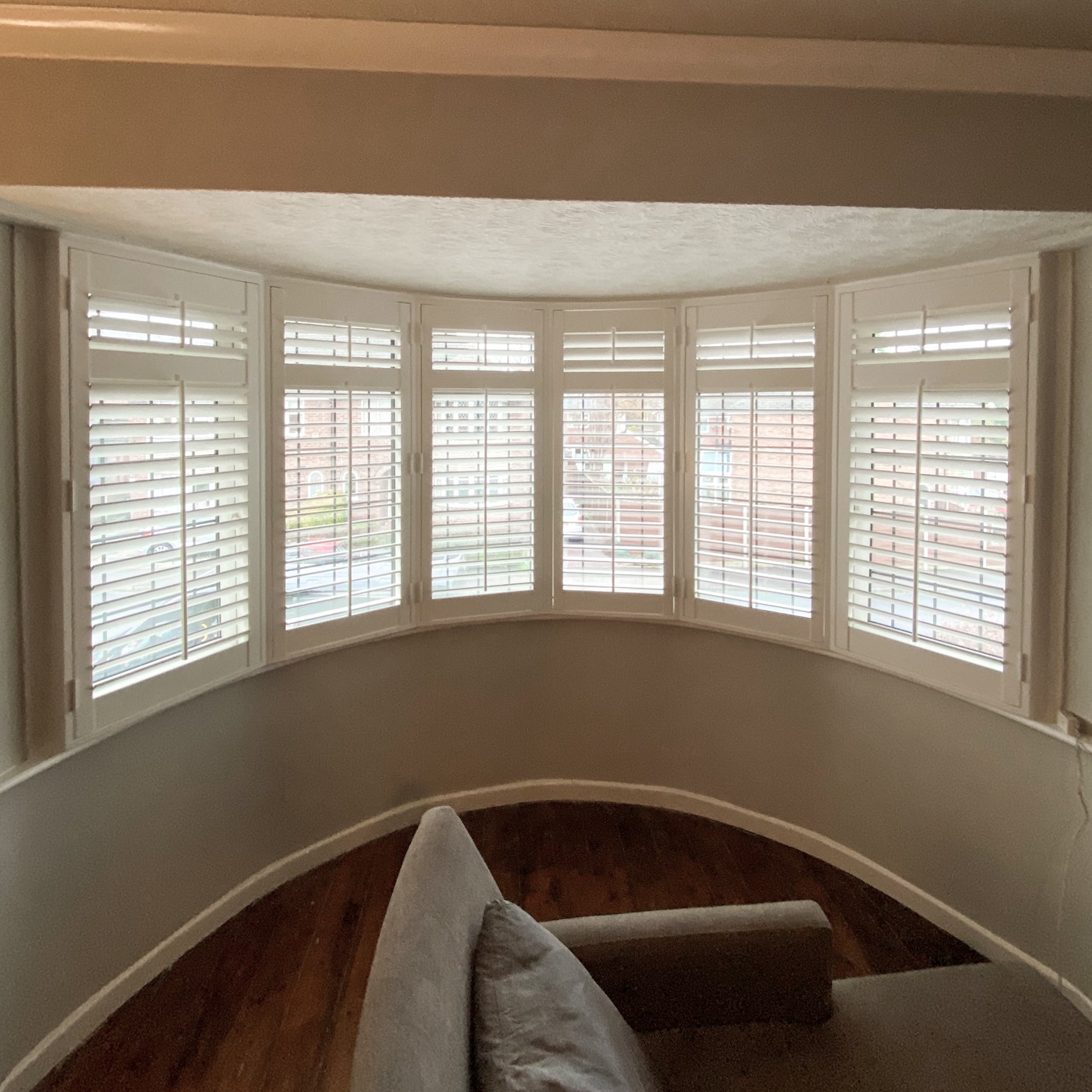 Full Height Curved Bay Window Shutters | Absolute Shutters